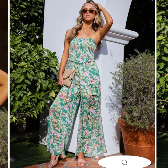 Fate | Pants & Jumpsuits | Vici Fate Fiore Floral Smocked Pocketed Side ...